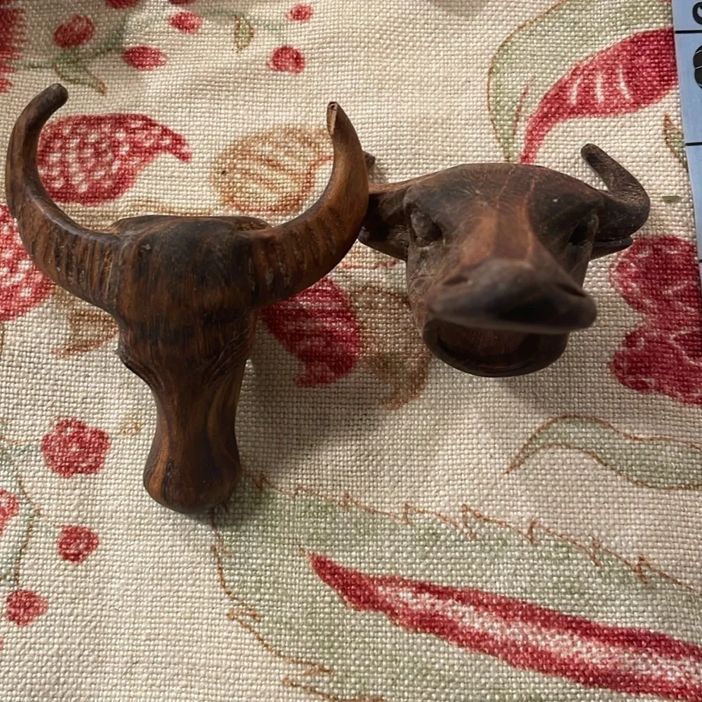 Handcarved | Dining | Vintage Carved Wood Water Buffalo Rustic Bull ...